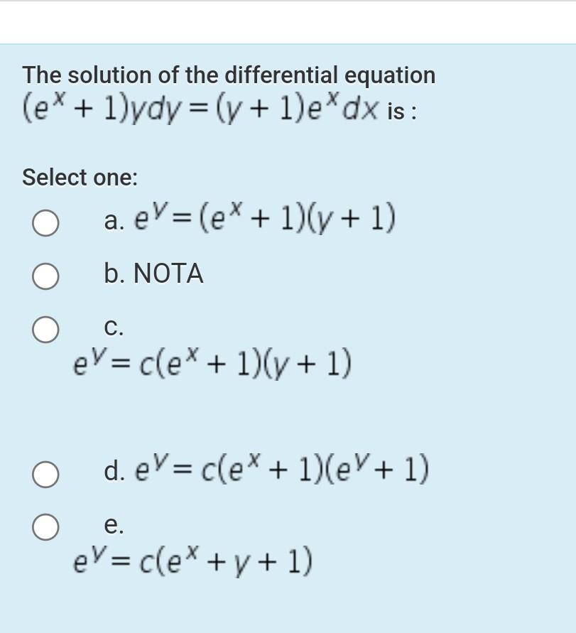 Solved The solution of the differential equation | Chegg.com