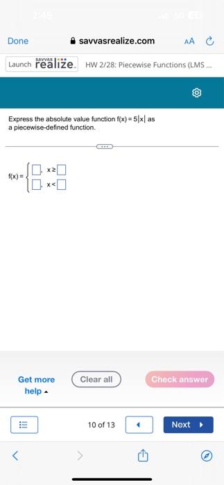 Solved Express the absolute value function f(x)=5∣x∣ as a | Chegg.com