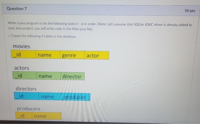 Solved Question 7 50 pts Write a java program to do the | Chegg.com