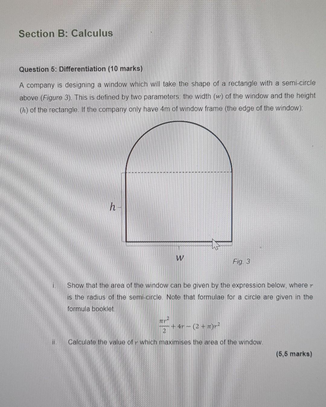 Solved Section B: Calculus Question 5: Differentiation (10 | Chegg.com