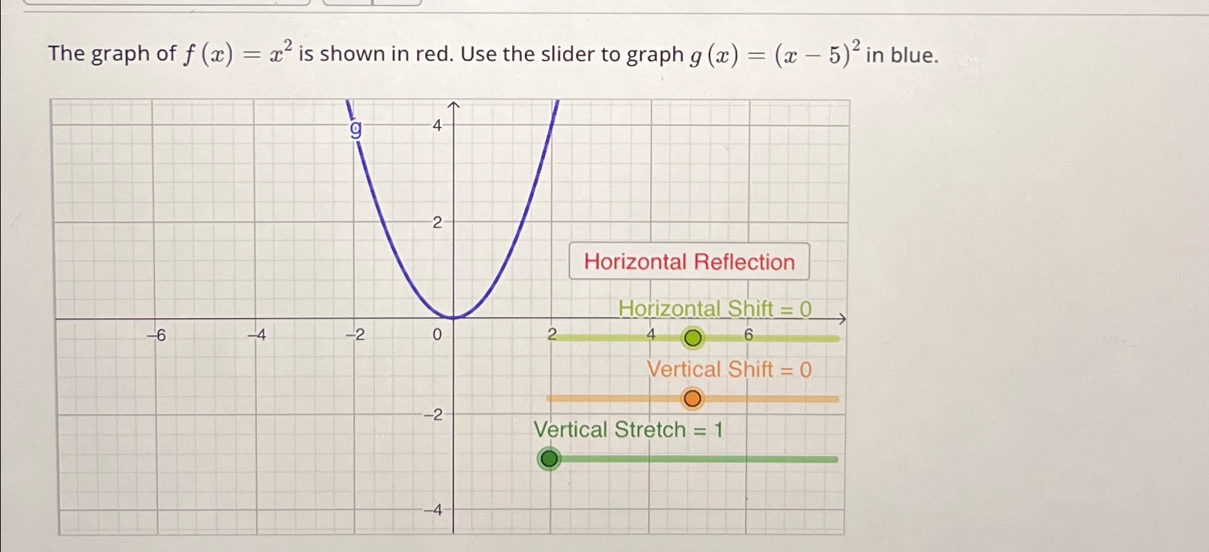 Solved The graph of f(x)=x2 ﻿is shown in red. Use the slider | Chegg.com