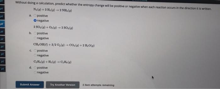 Solved Without doing a calculation, predict whether the | Chegg.com