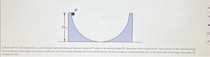 Solved A block of mass M is placed on a semicircular track | Chegg.com
