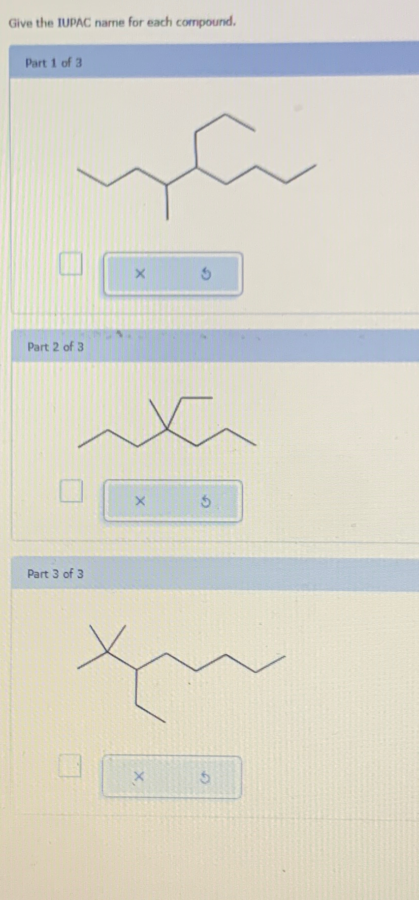 Solved Give the IUPAC name for each compound.Part 1 ﻿of | Chegg.com