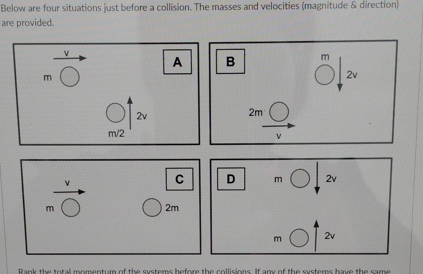 Solved Below are four situations just before a collision. | Chegg.com
