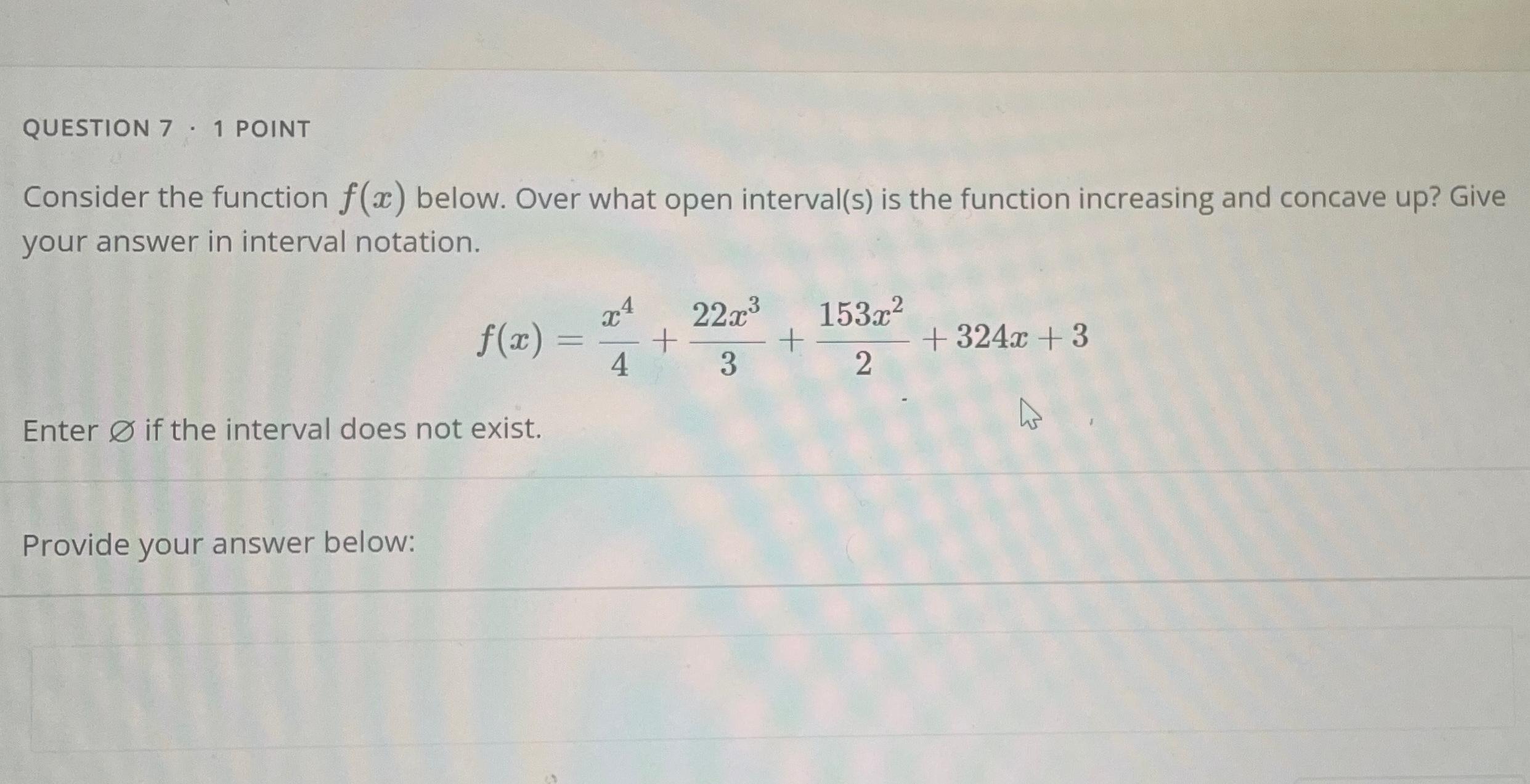 Solved QUESTION 7 - 1 ﻿POINTConsider the function f(x) | Chegg.com