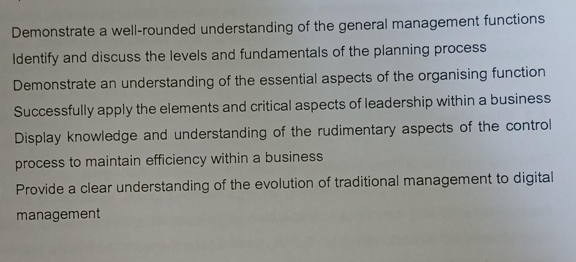 Solved Demonstrate a well-rounded understanding of the | Chegg.com