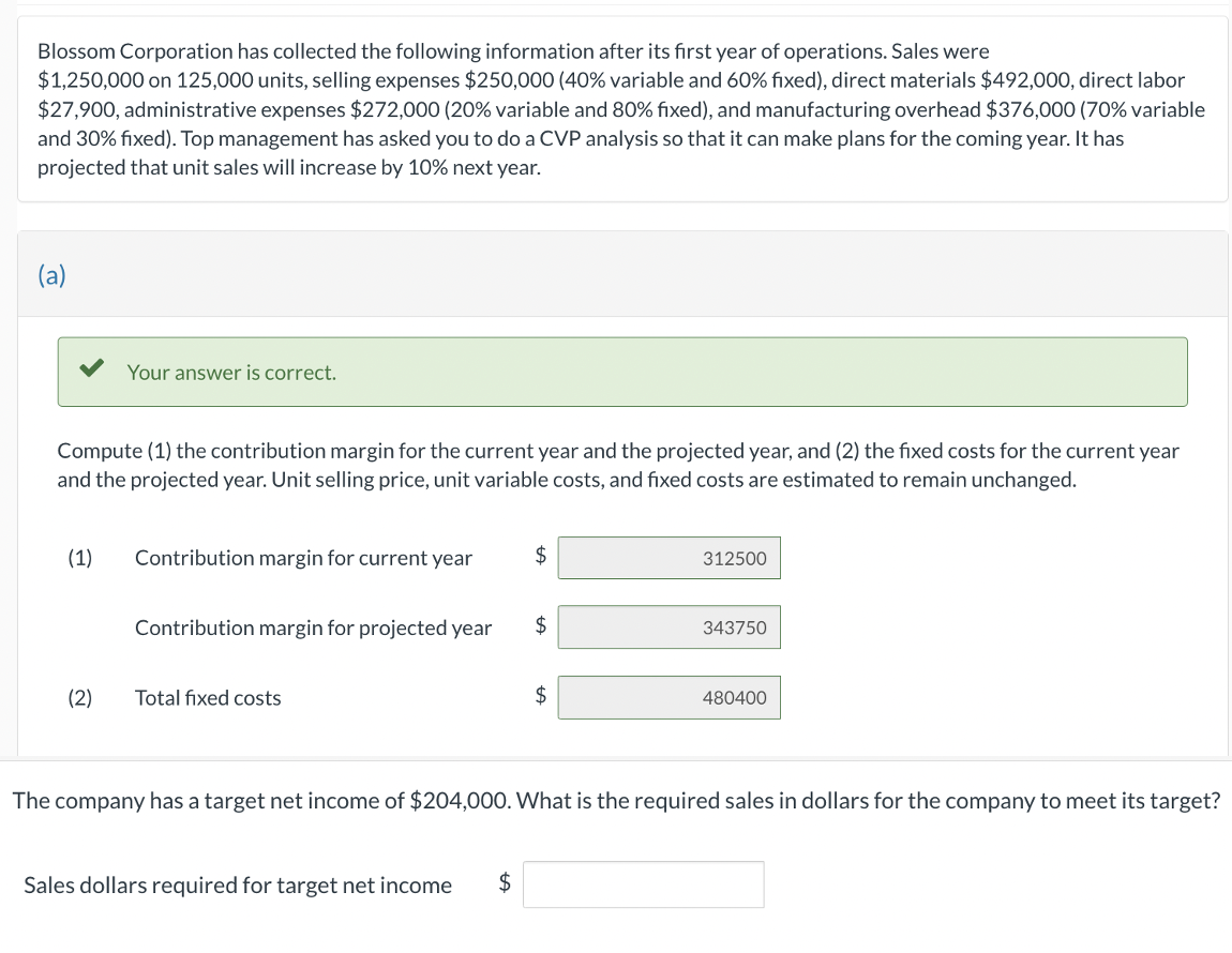 Solved picThe company has a target net income of $204,000. | Chegg.com