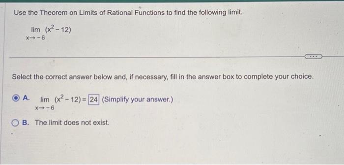 Solved Use the Theorem on Limits of Rational Functions to | Chegg.com
