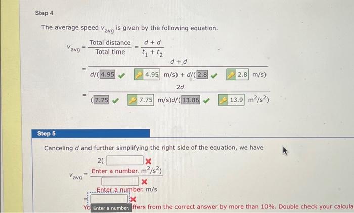 Solved The average speed vavg is given by the following | Chegg.com