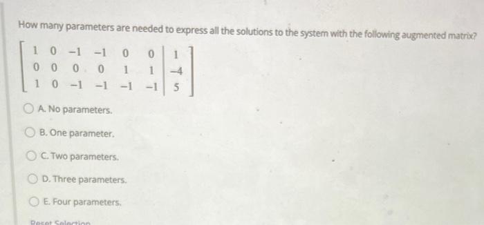Solved How many parameters are needed to express all the | Chegg.com