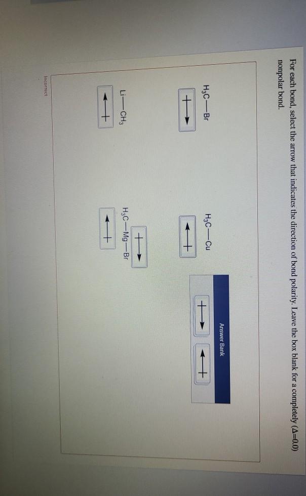 Solved For each bond, select the arrow that indicates the | Chegg.com