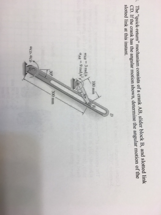 Solved * The "quick-return" mechanism consists of a crank | Chegg.com
