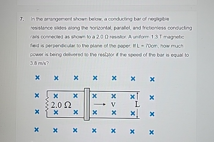 Solved In the arrangement shown below, a conducting bar of | Chegg.com