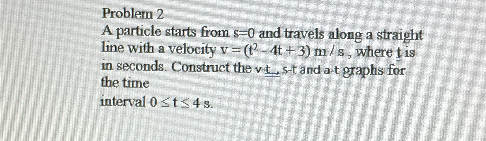 Solved Problem 2A particle starts from s=0 ﻿and travels | Chegg.com