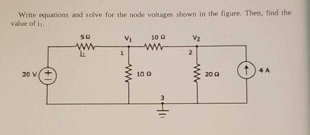 Solved Write equations and solve for the node voltages shown | Chegg.com