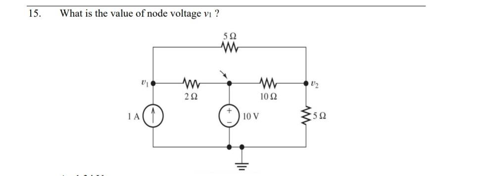 Solved 15. What is the value of node voltage v₁ | Chegg.com