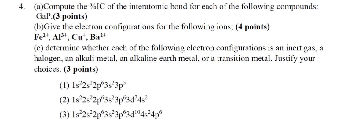 Solved (a)Compute the %IC ﻿of the interatomic bond for each | Chegg.com