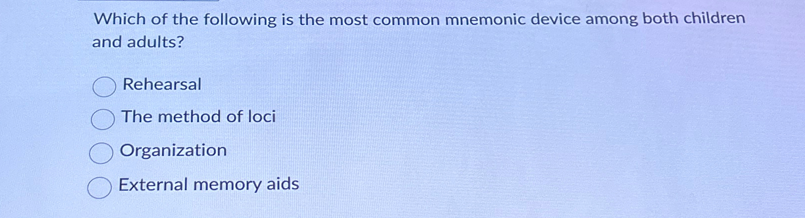 Solved Which of the following is the most common mnemonic | Chegg.com