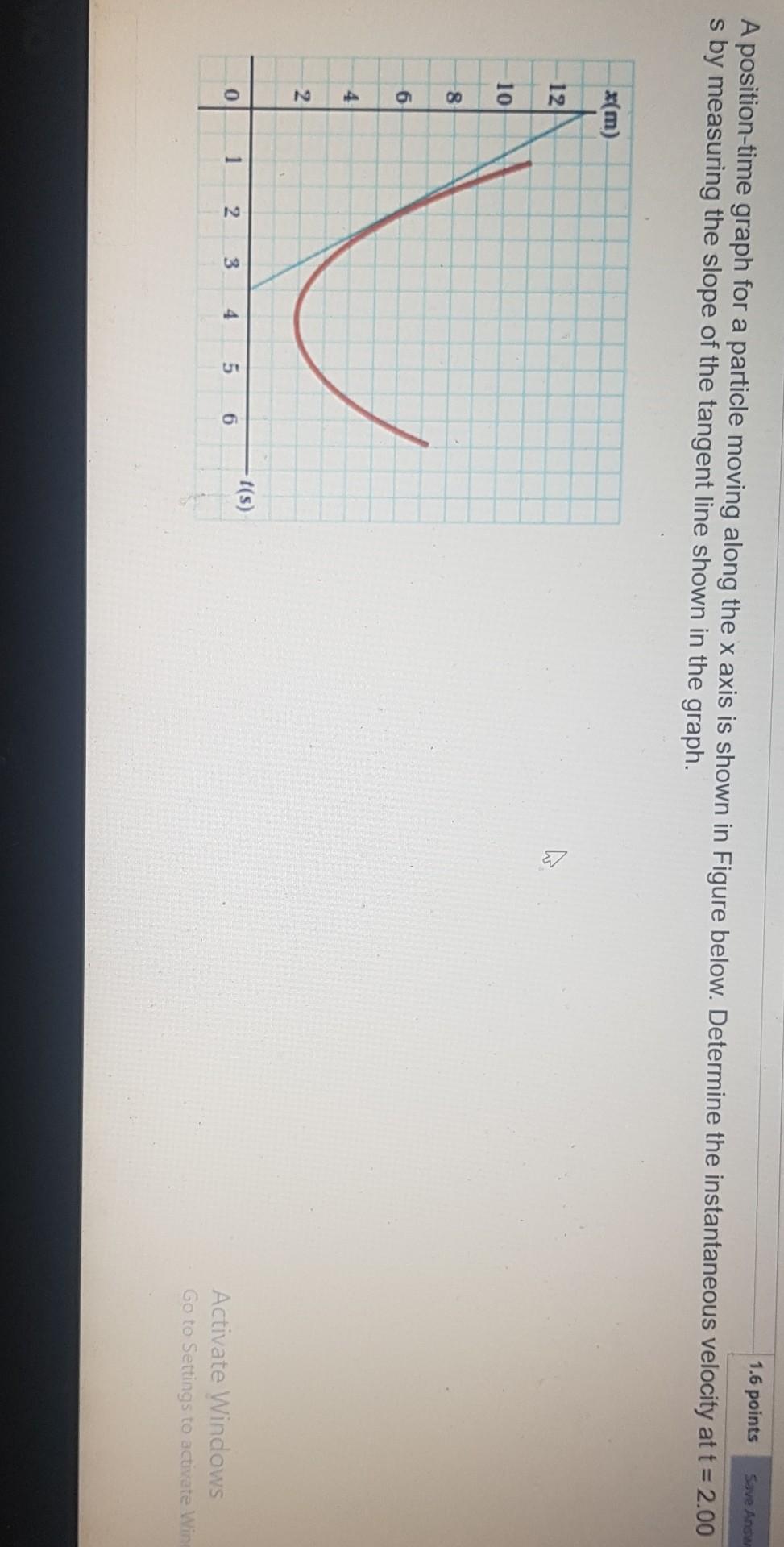 Solved 1.6 points Save Answ A position-time graph for a | Chegg.com