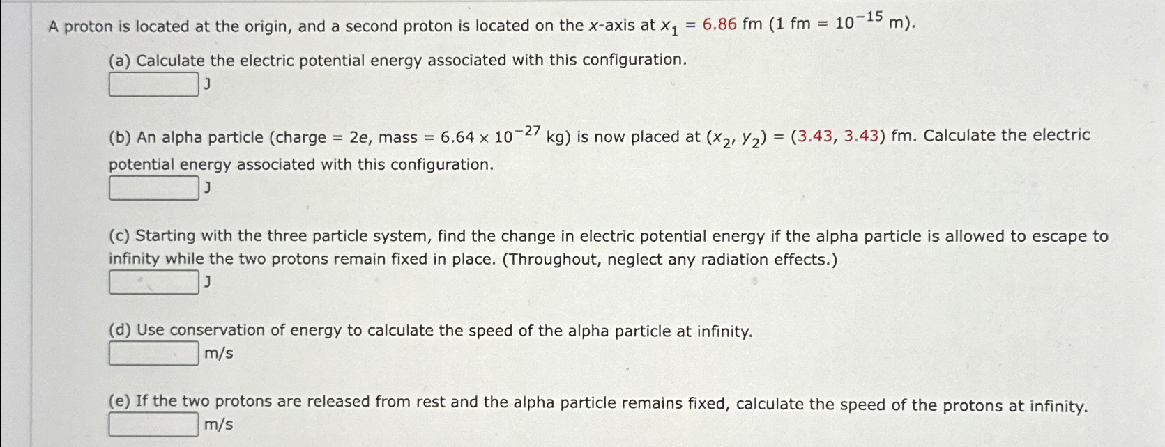 Solved A proton is located at the origin, and a second | Chegg.com