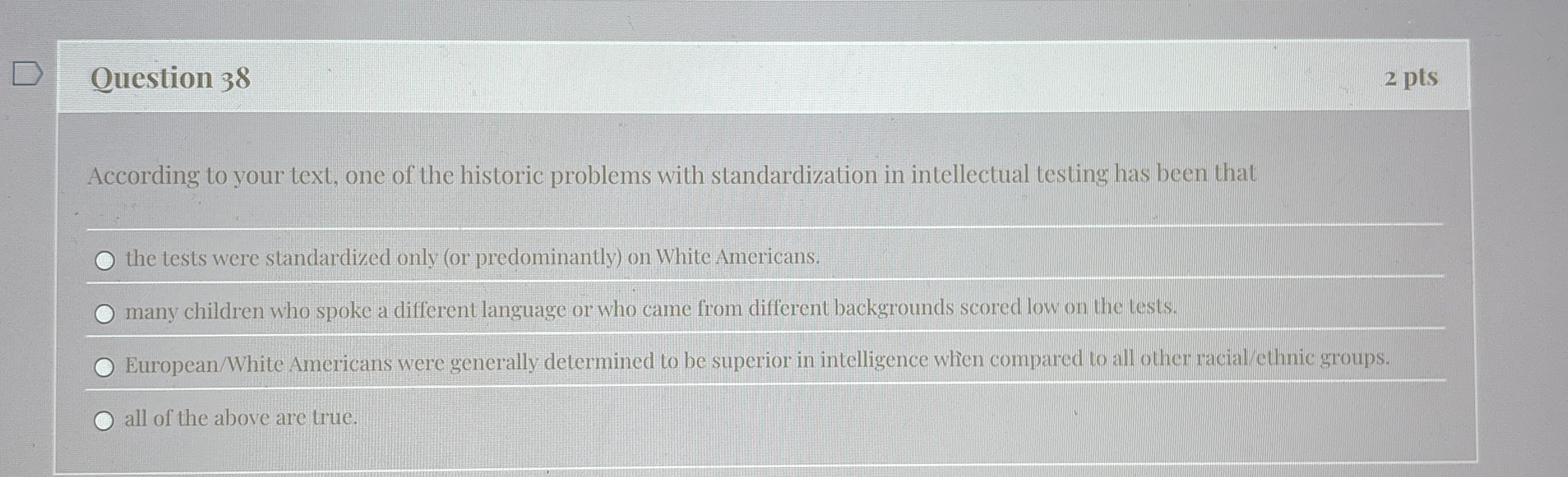 Solved Question 382 ﻿ptsAccording to your text, one of the | Chegg.com