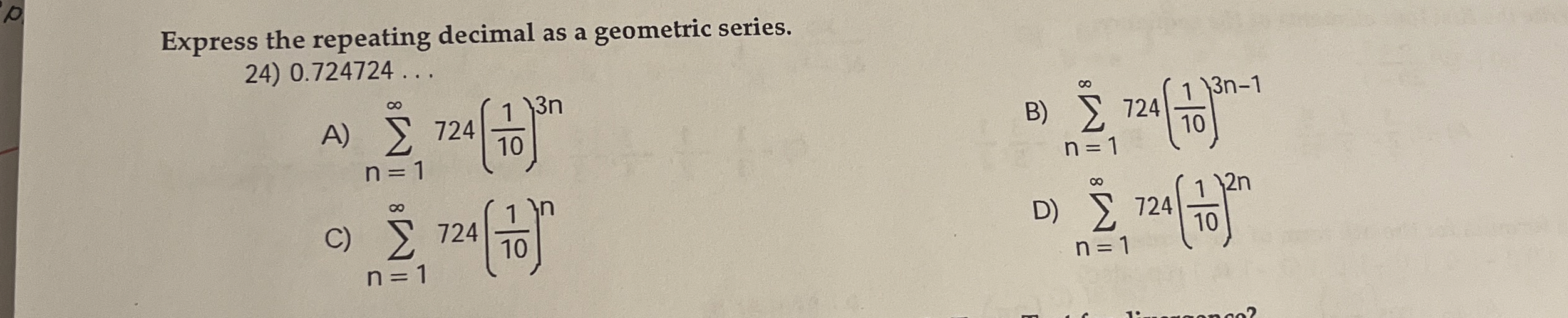 Solved Express the repeating decimal as a geometric | Chegg.com
