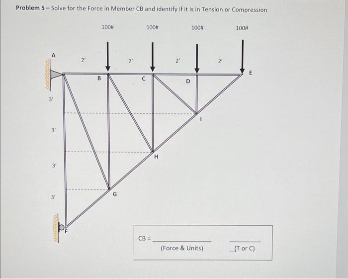 Solved Problem 5 - Solve for the Force in Member CB and | Chegg.com