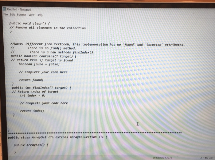 Solved public class ArrayCollection { protected static final | Chegg.com