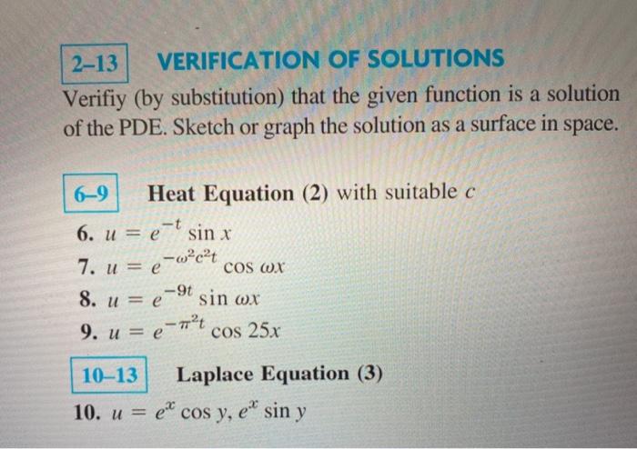 Solved 2-13 VERIFICATION OF SOLUTIONS Verifiy (by | Chegg.com