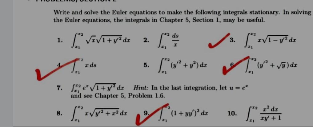 Solved Write and solve the Euler equations to make the | Chegg.com
