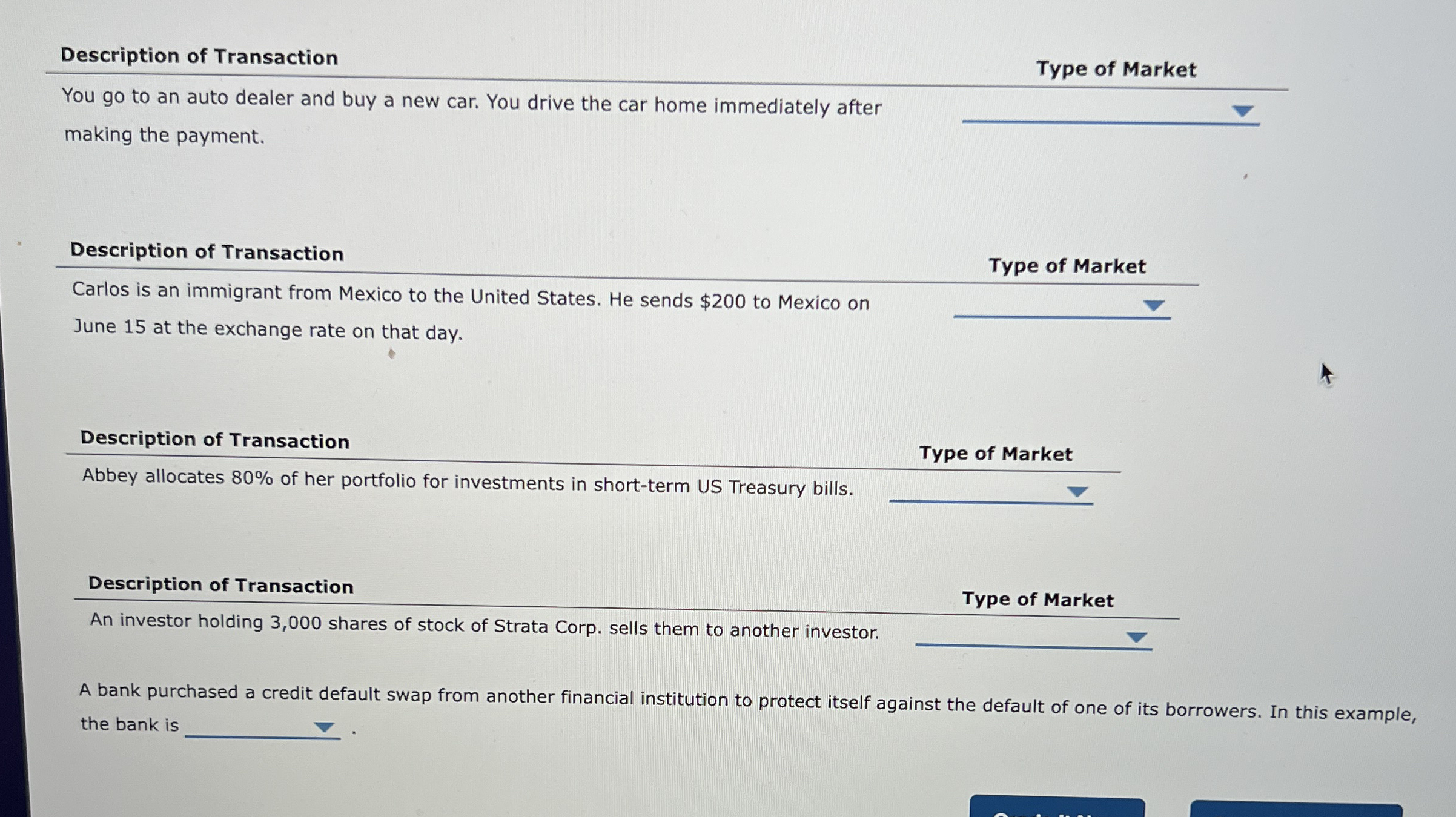Solved Description of TransactionType of MarketYou go to an | Chegg.com