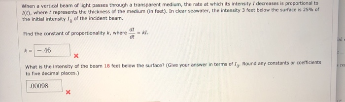 Solved When a vertical beam of light passes through a | Chegg.com