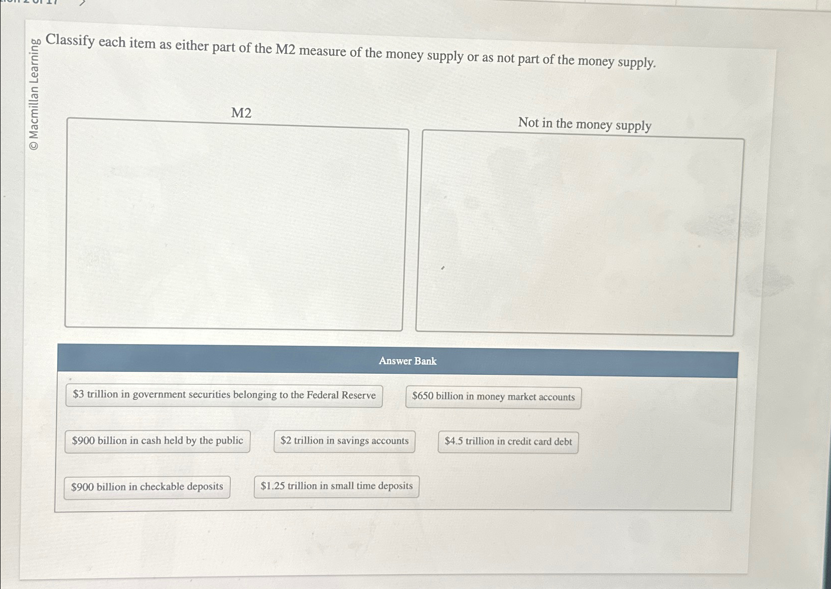 Solved Classify each item as either part of the M2 ﻿measure | Chegg.com