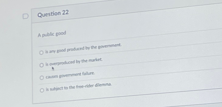 Solved Question 22A public goodis any good produced by the | Chegg.com