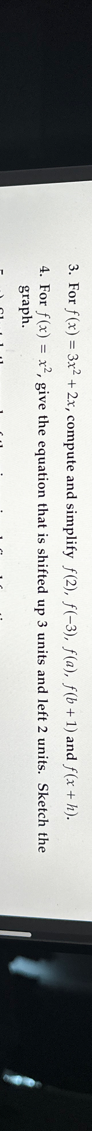 Solved For f(x)=3x2+2x, ﻿compute and simplify | Chegg.com