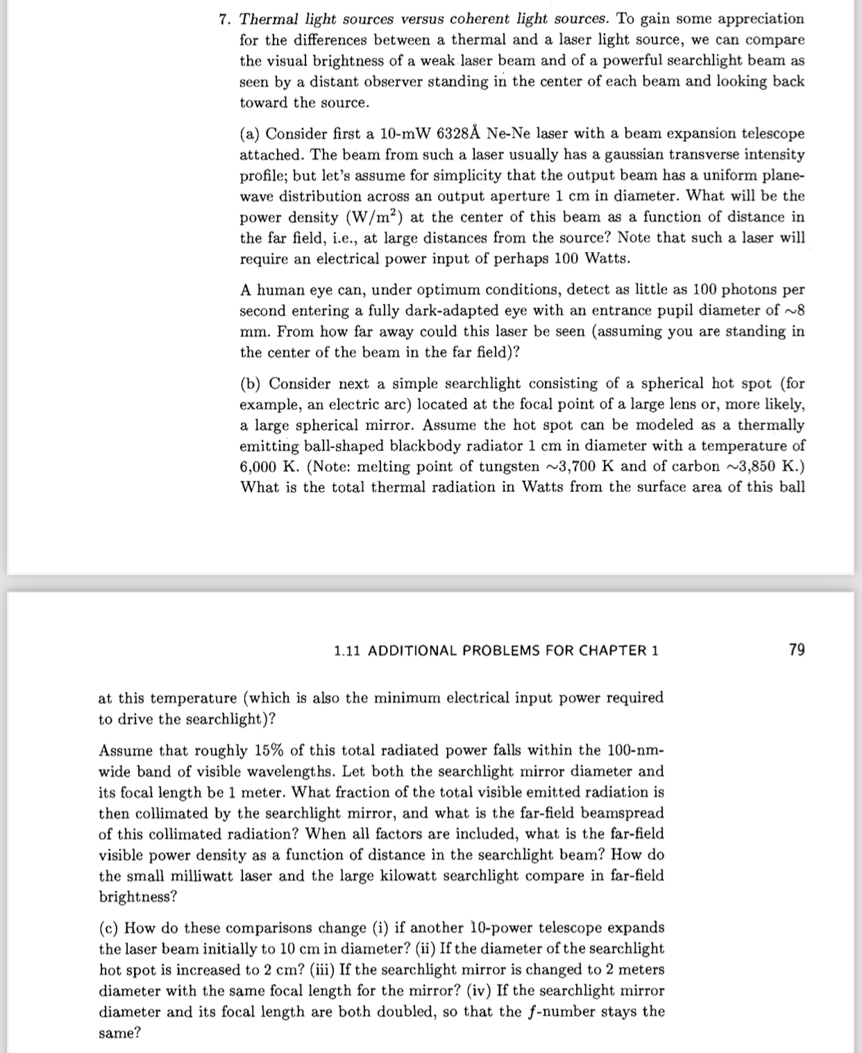 Solved Thermal light sources versus coherent light sources. | Chegg.com