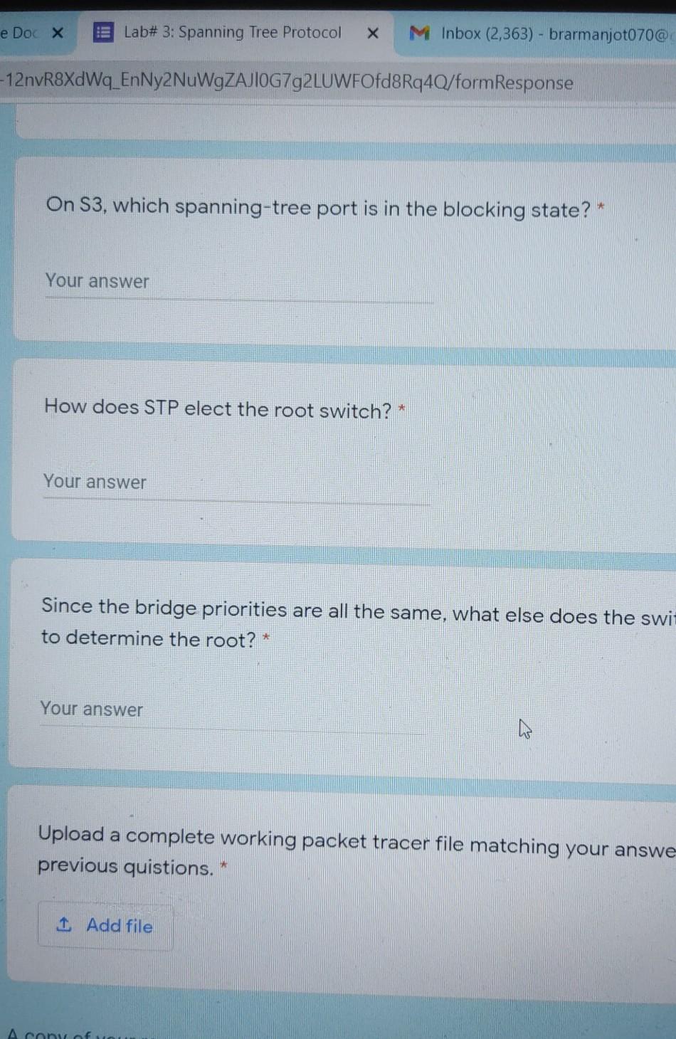 Solved Lab# 3: Spanning Tree Protocol | Chegg.com