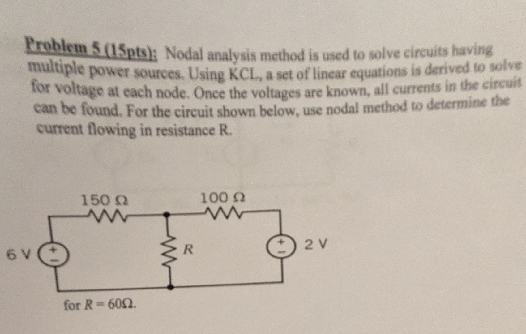 Solved Problem 5 (15pts): Nodal analysis method is used to | Chegg.com