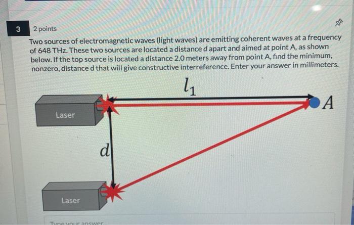 Solved 2 points Two sources of electromagnetic waves (light | Chegg.com