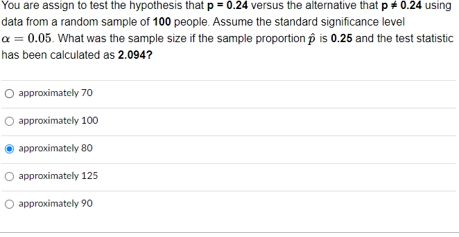 Solved You are assign to test the hypothesis that p=0.24 | Chegg.com