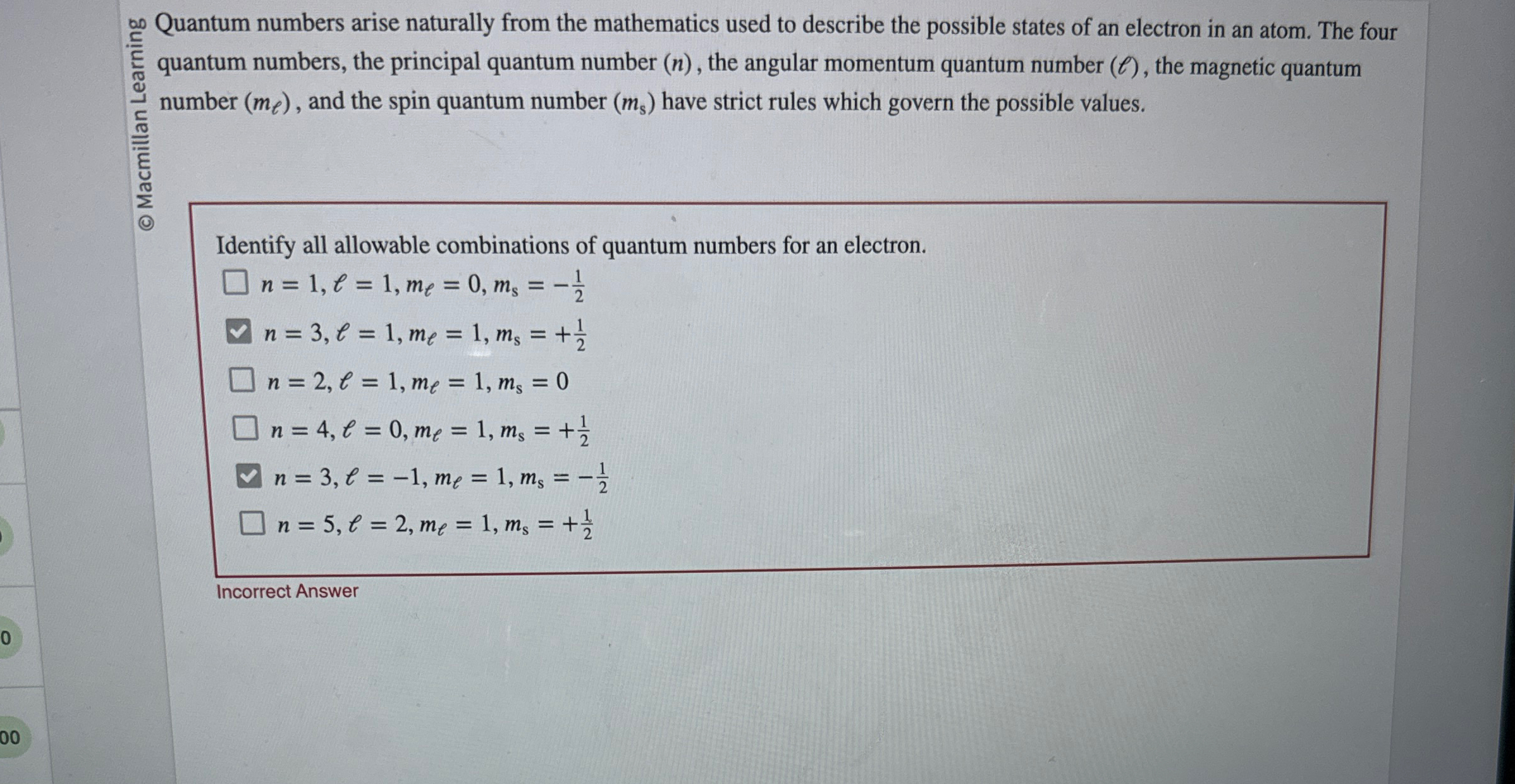 Solved Quantum numbers arise naturally from the mathematics | Chegg.com