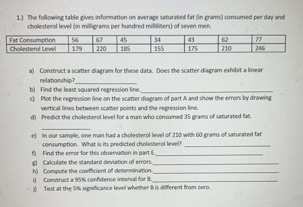 Solved 1.) ﻿The following table gives information on average | Chegg.com