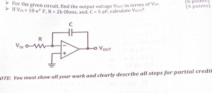 Solved For the given circuit, find the output voltage Vout | Chegg.com