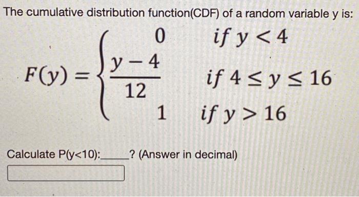 Solved The cumulative distribution function(CDF) of a random | Chegg.com