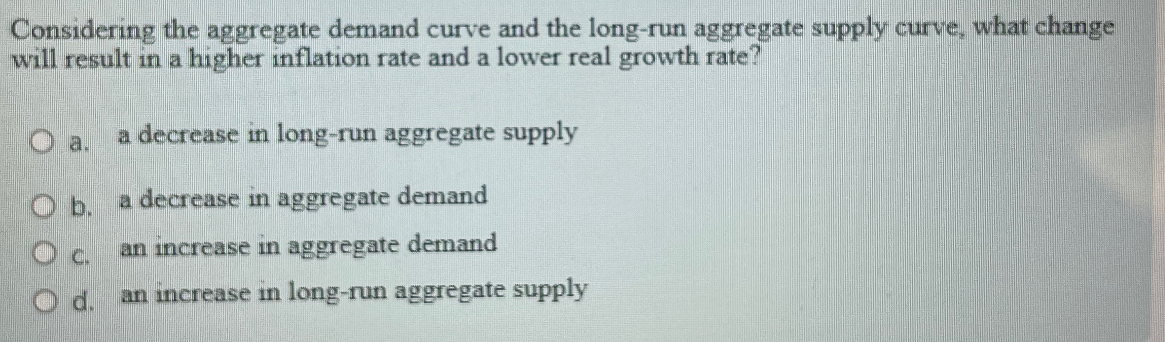 Solved Considering the aggregate demand curve and the | Chegg.com