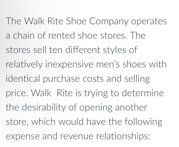 Solved The Walk Rite Shoe Company operates a chain of rented | Chegg.com