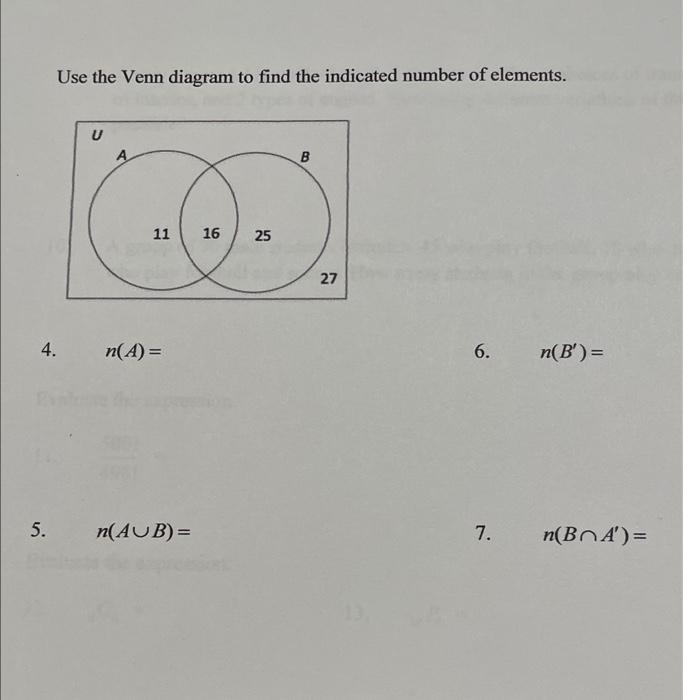 Solved Use the Venn diagram to find the indicated number of | Chegg.com