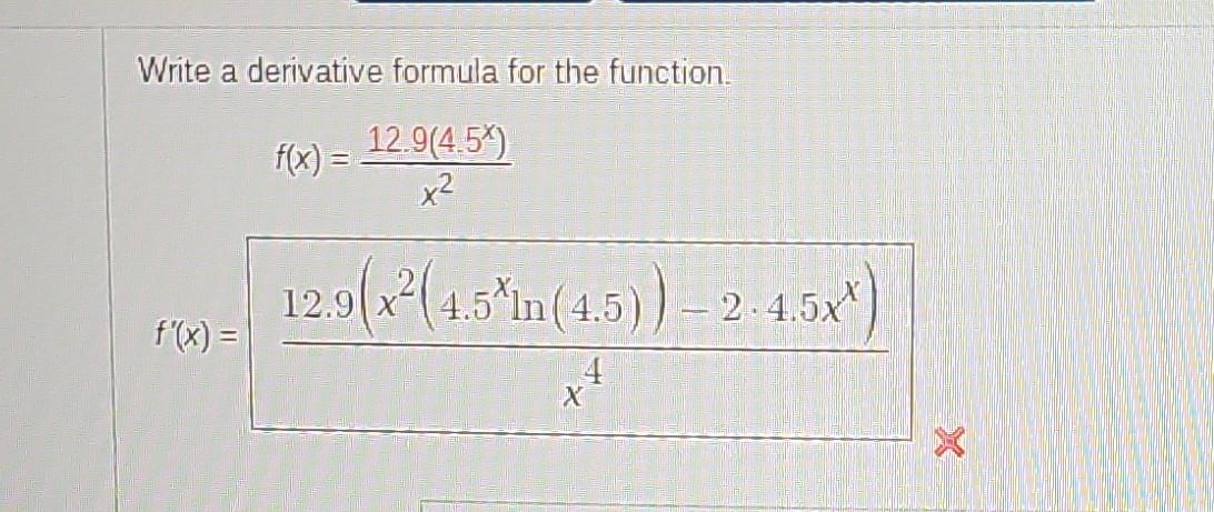 Solved Write a derivative formula for the function. | Chegg.com