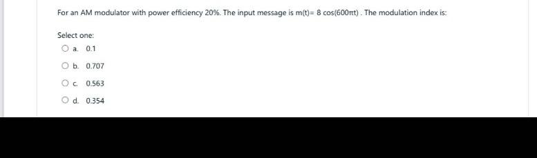 Solved For an AM modulator with power efficiency 20%. ﻿The | Chegg.com
